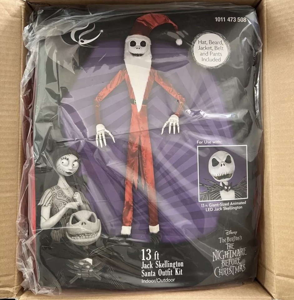 2024 13 ft. Jack Skellington Santa Outfit Kit | Home Depot IN HAND ...