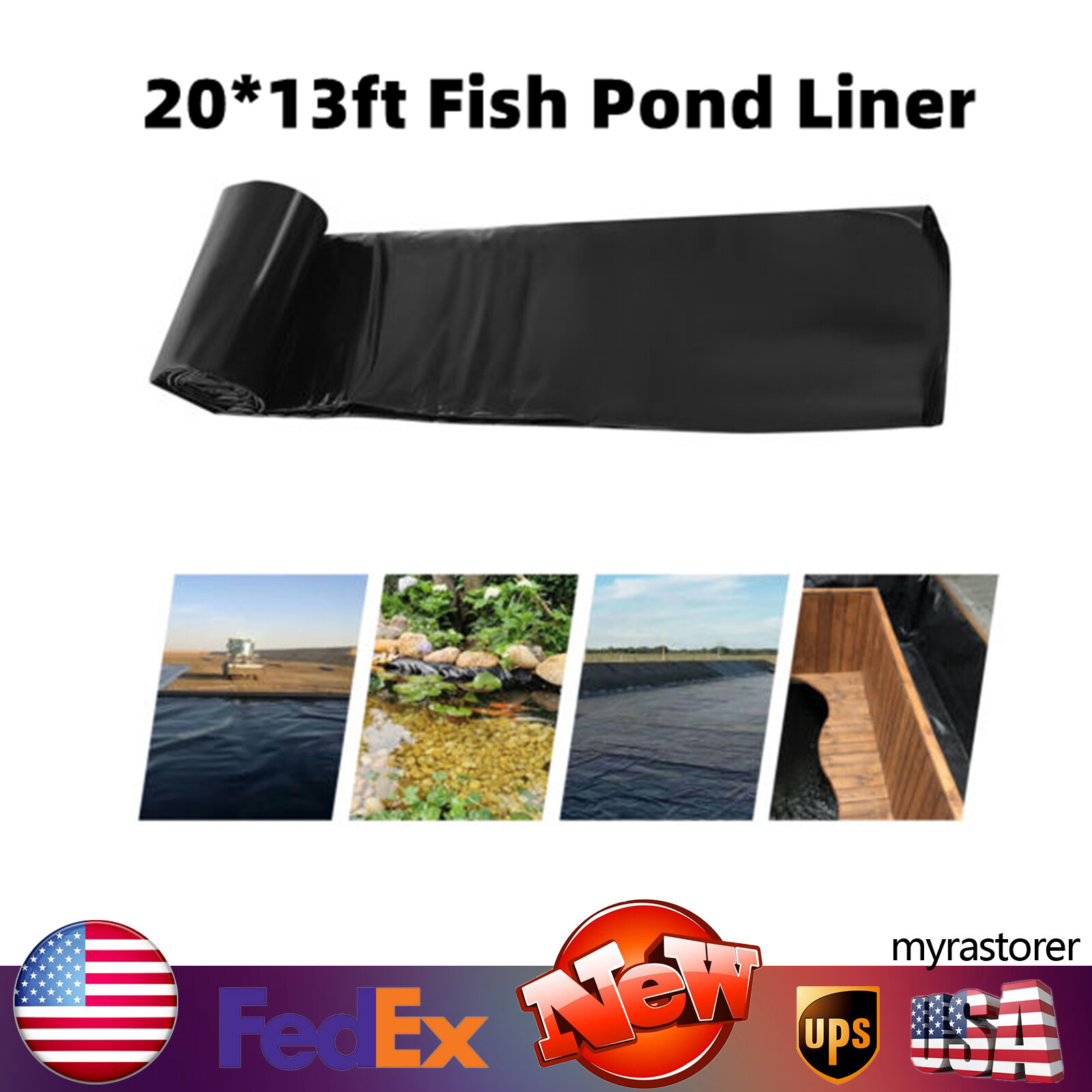 20*13ft Hevy Duty Fish Pond Preformed Liners Garden Pool Membrane ...