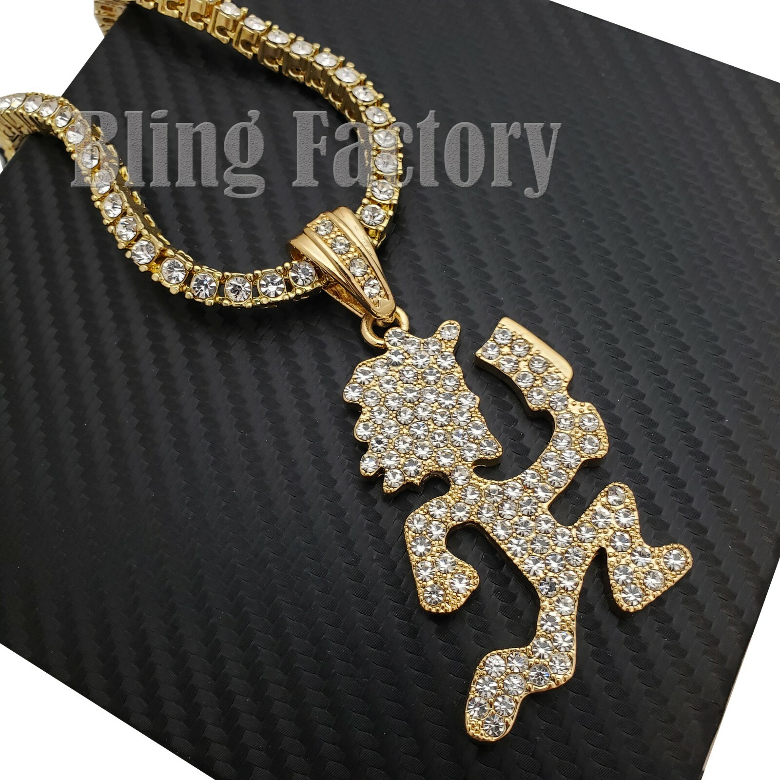 Hatchet Man Runner Pendant & 18" Full Iced Cuban & 1 Row Tennis Choker ...