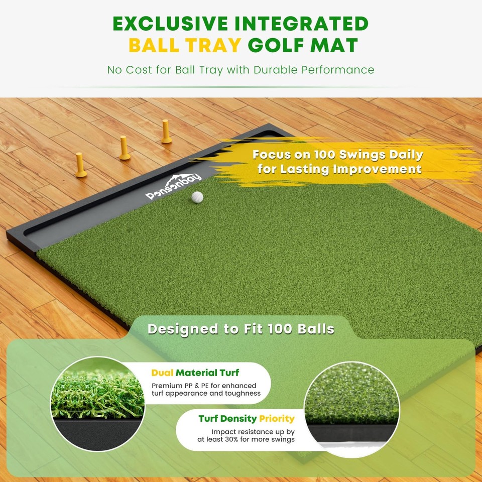 Integrated 5x4ft Golf Mat with Ball Tray, Thickening Golf Mats Practice ...