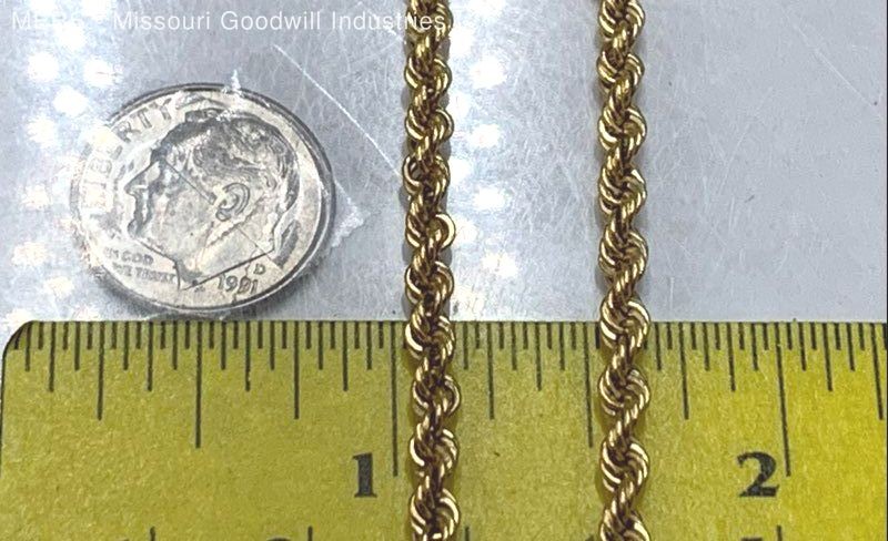 20.5" 14K Yellow Gold Rope Chain Link Necklace - 18.21 Grams | eBay
