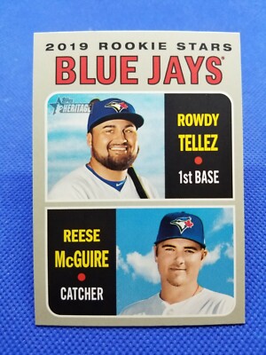 2019 Topps Heritage ROWDY TELLEZ & McGuire ROOKIE stars card TORONTO ...