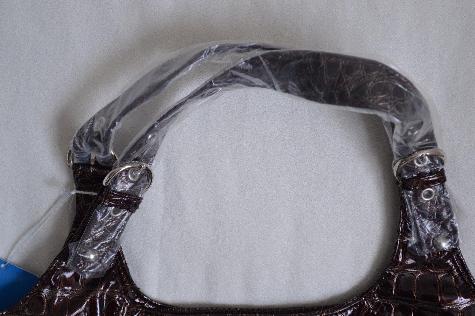 Marco Shoulder Purse Hand Bag Brown Faux Alligator Skin NEW Zip Closure ...