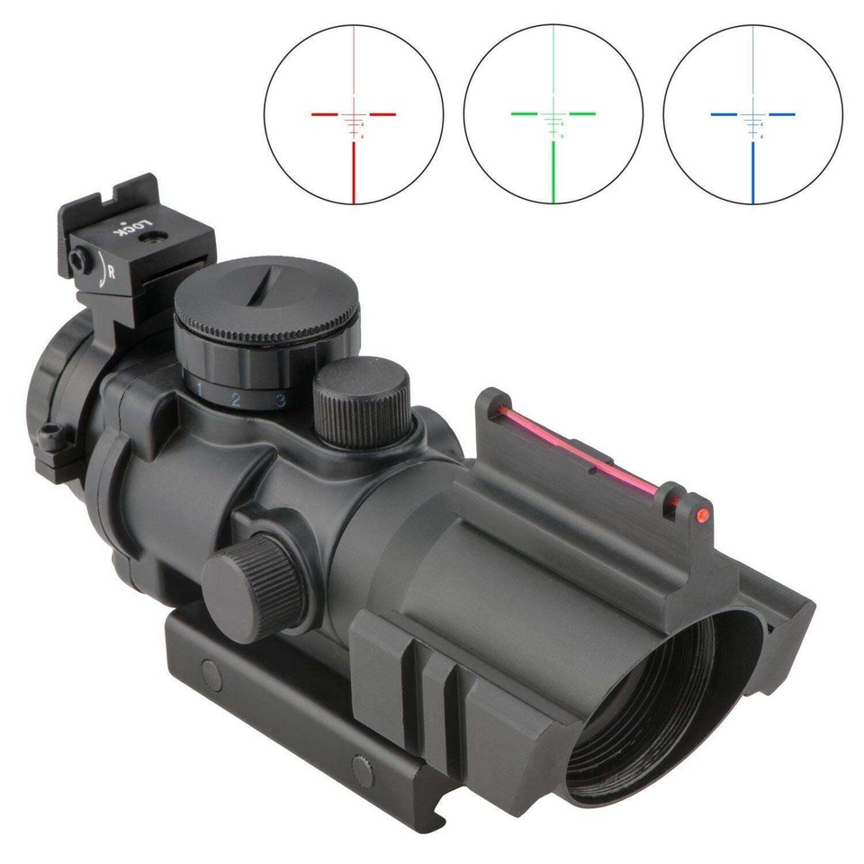 Rifle Scope 4X32 Red Green Blue Reticle Optic Sight 11/22mm Rail Mount ...