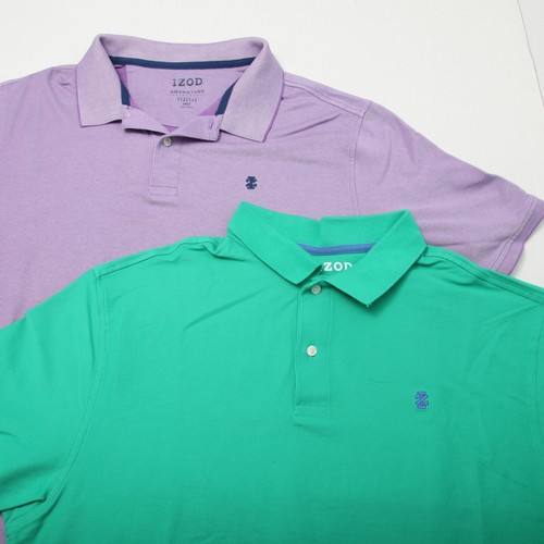 IZOD Polo Shirt Mens 2XLT Green Purple Golf Advantage Performance Lot ...