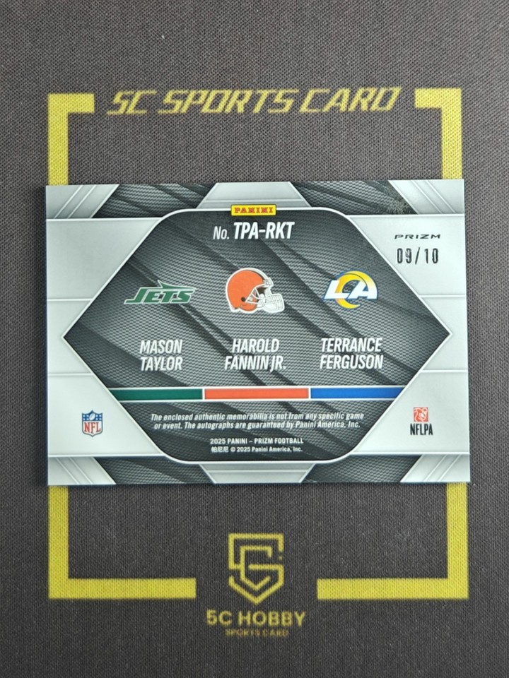 2025 Panini Prizm RC Triple Gold Prizm/10 Auto Patch Taylor/Fannin ...