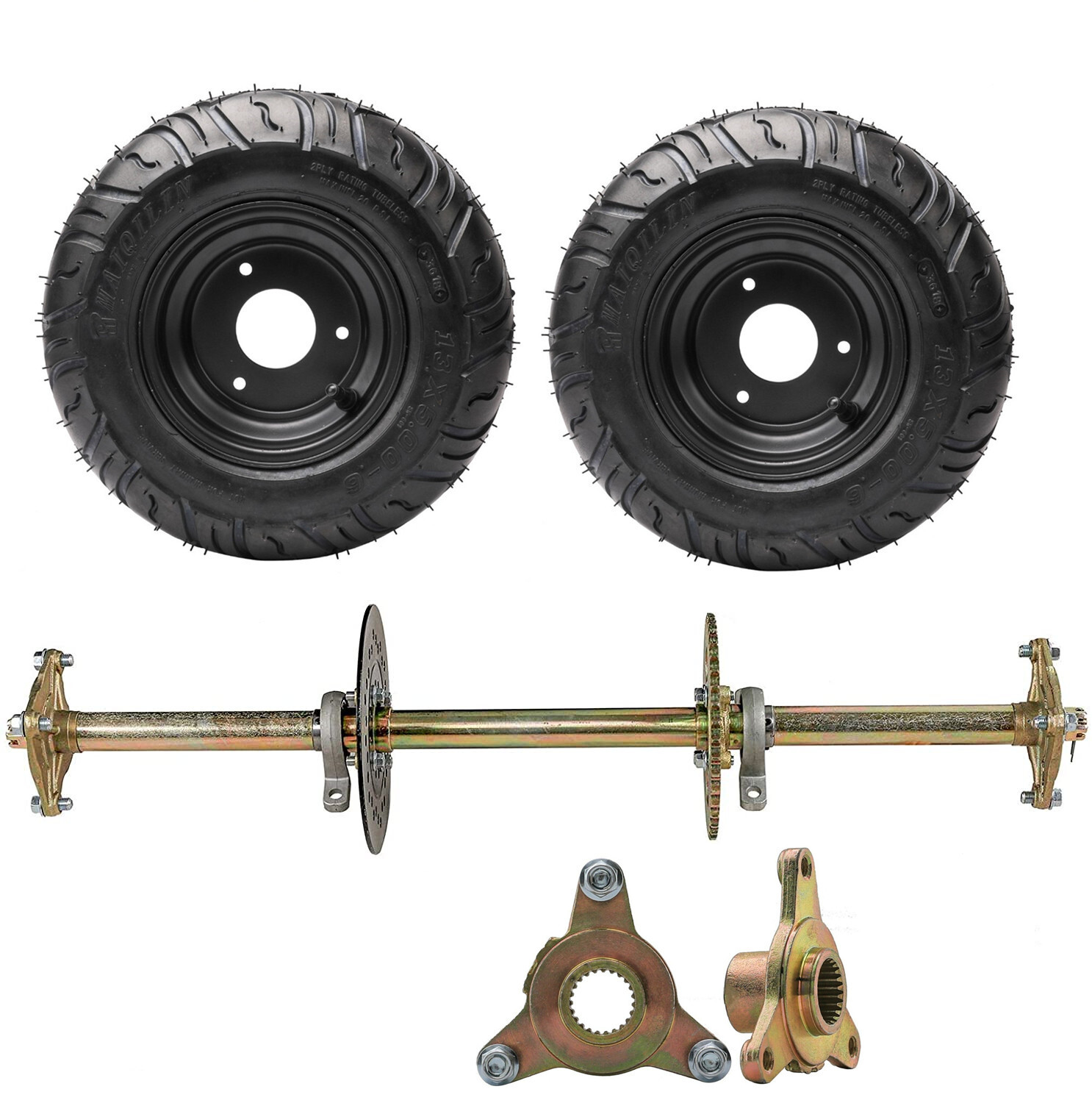 810mm Rear Axle Kit Brake Sprocket Hub Wheels For ATV Go Kart Quad ...