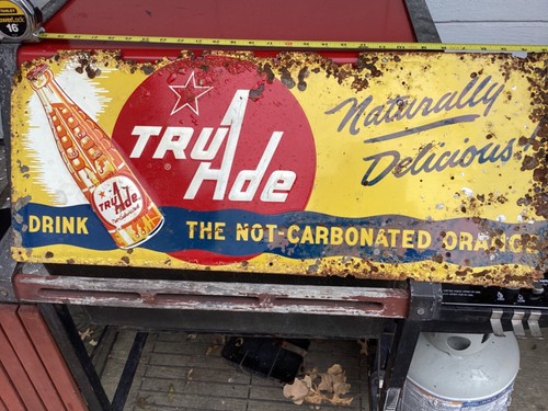 Tru Ade Sign Vintage Metal Beverage Sign Soda Pop Bottle Drink | eBay