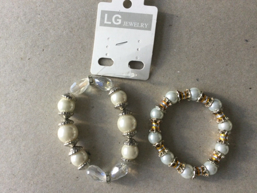 LG Dress Jewellery Set of 2 Faux Pearl Beads Stretchy Bracelets NEW ...