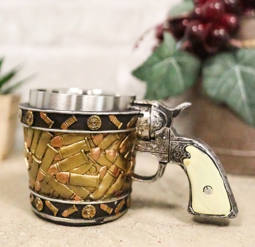 Rustic Western Sheriff Cowboy Revolver Gun Pistol Bullet Shells Coffee ...
