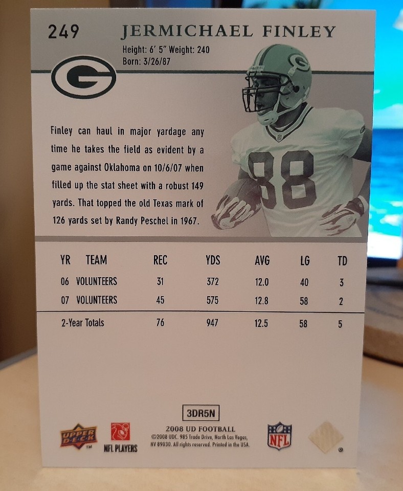 JERMICHAEL FINLEY UPPER DECK *ERROR* ROOKIE RC TEXAS LONGHORNS GREEN ...