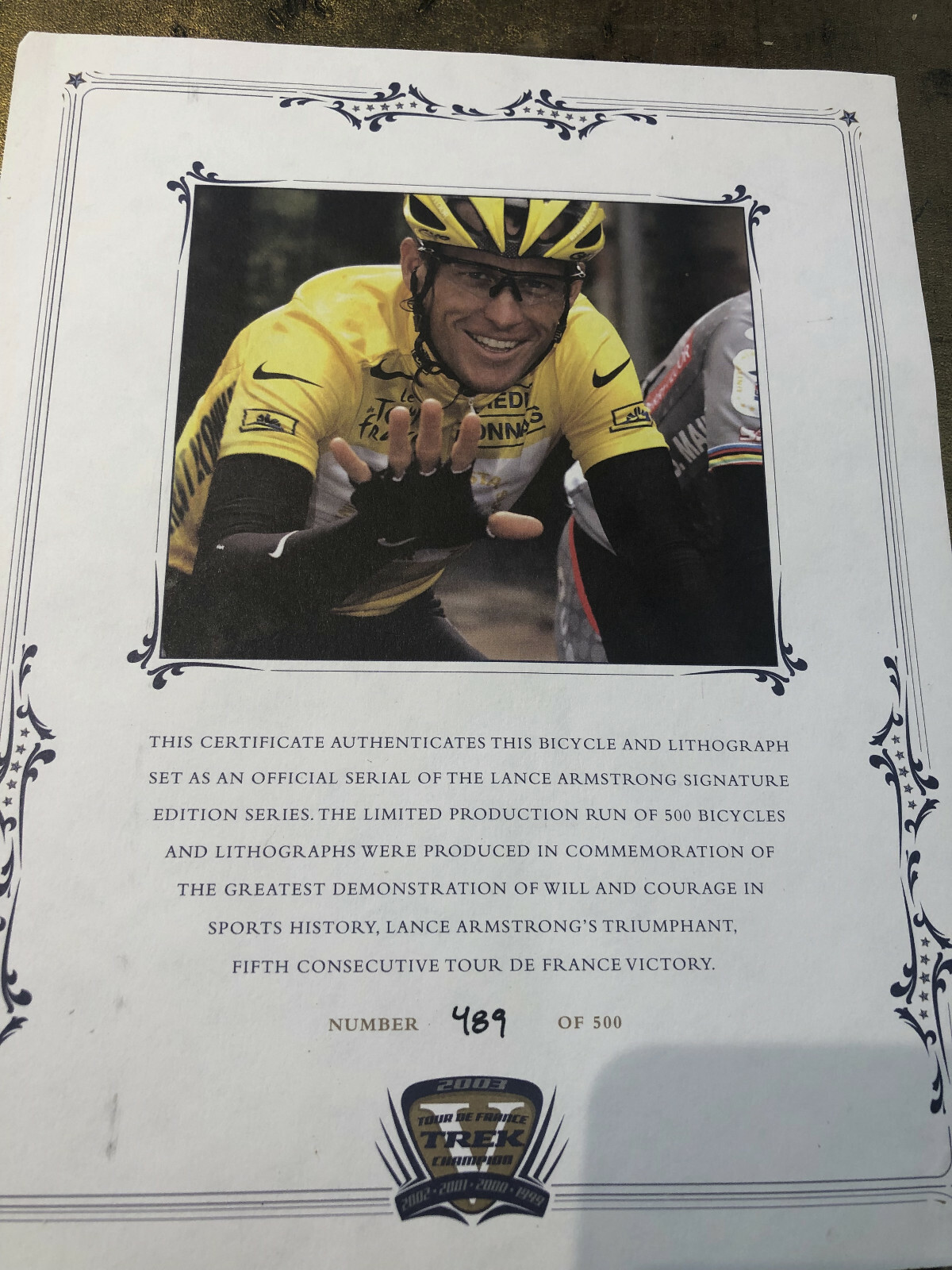 Autographed "Commemorative Ltd Ed" Lance Armstrong Lithograph w/ COA ...