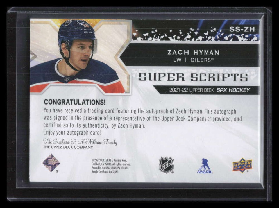 2021-22 SPx Superscripts SSZH Zach Hyman Auto | eBay
