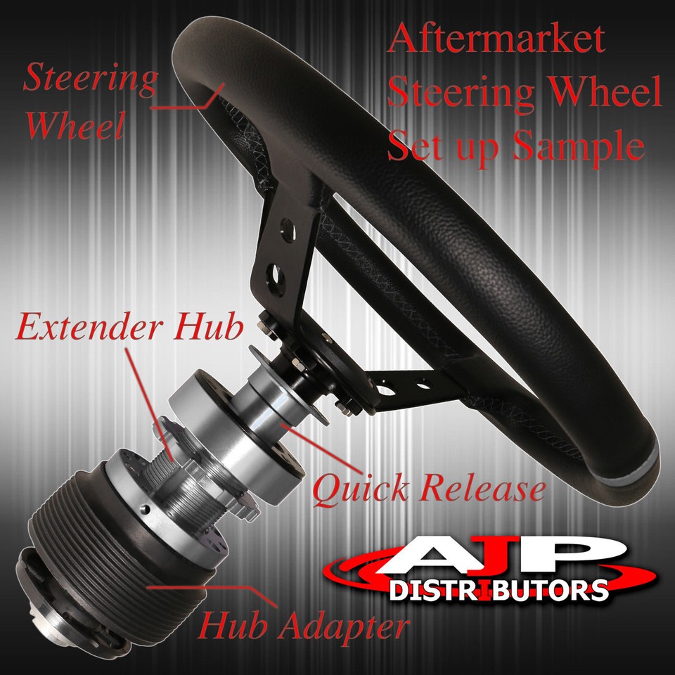 Deep Dish Steering Wheel Black Wood Black Center + Hub Adapter For 03 ...