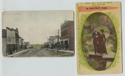 1909 & 1917 Gratiot Wisconsin Postcards Street Scene | eBay