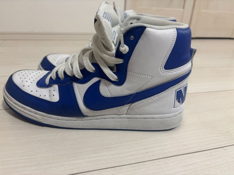 Nike High-Top Sneakers White/Blue Ventilation Perforation Used | eBay