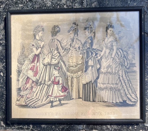 Antique Victorian Print Godey’s Fashions For June 1873 Tinted Framed 11 ...