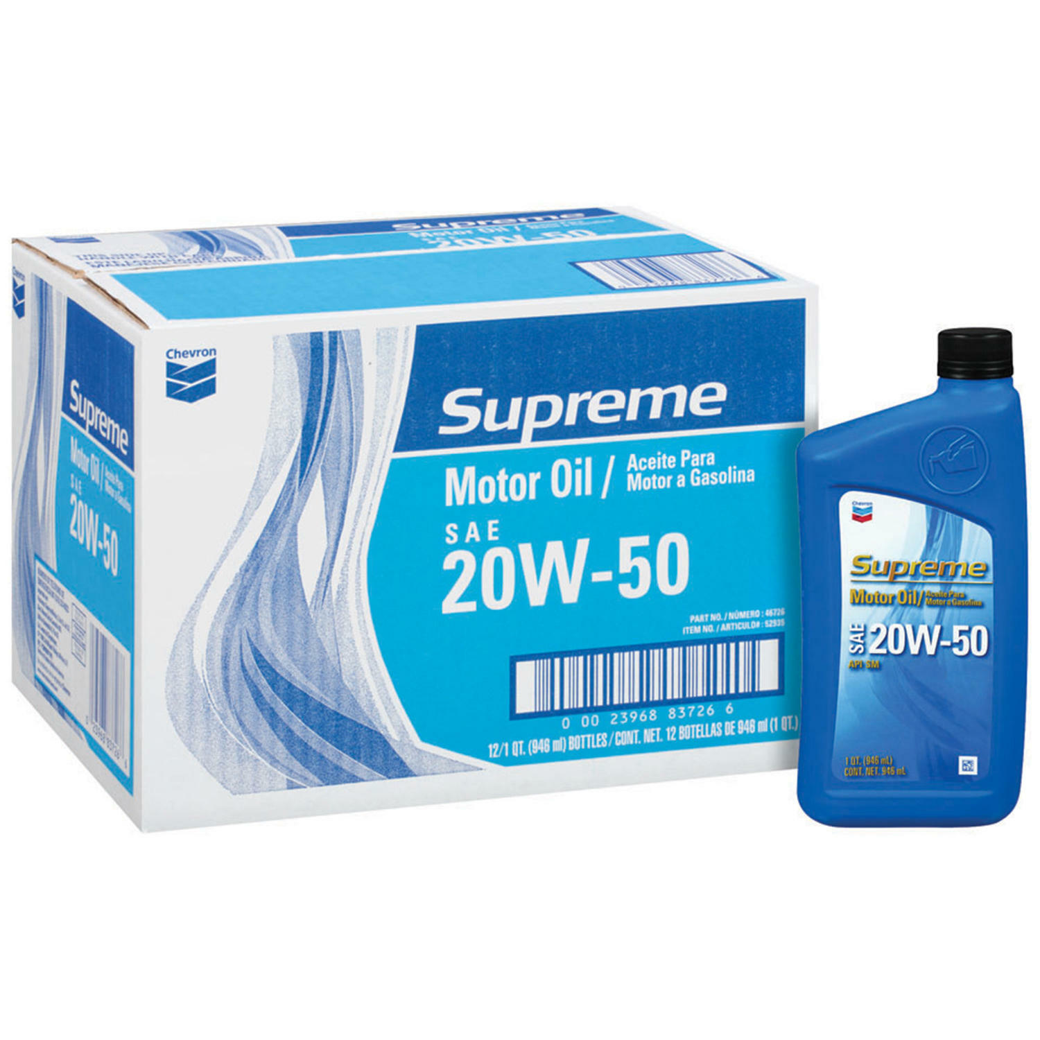 Case of 12 Chevron Supreme Motor Oil SAE 20W-50 Aceite Motor Gasolina 1 ...