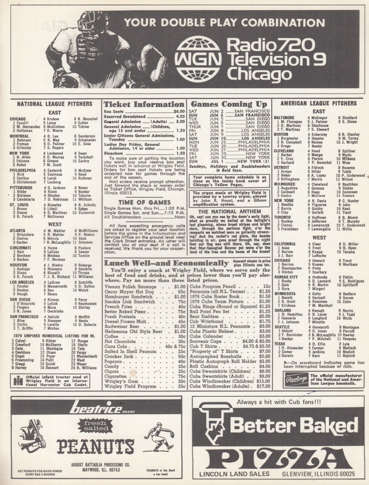 Chicago Cubs Official Program 1979 Scorecard not Scored San Francisco ...