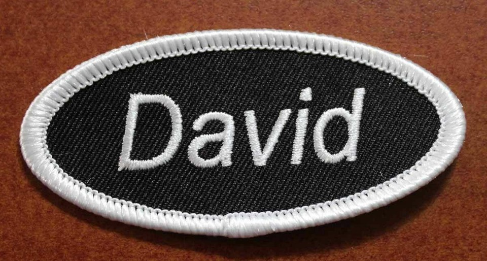 David Name Tag Embroidered Iron On Patch - Uniform Fuzzy Dude 126-M | eBay
