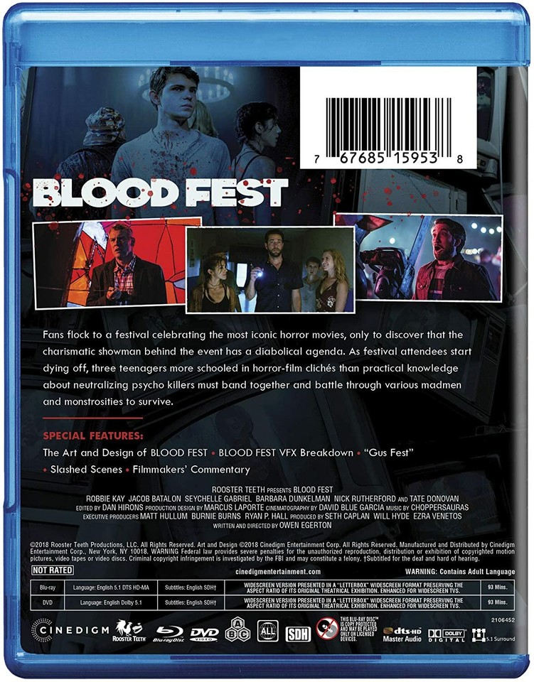 Blood Fest (Blu-ray + DVD) 2018 Robbie Kay, Jacob Batalon NEW ...