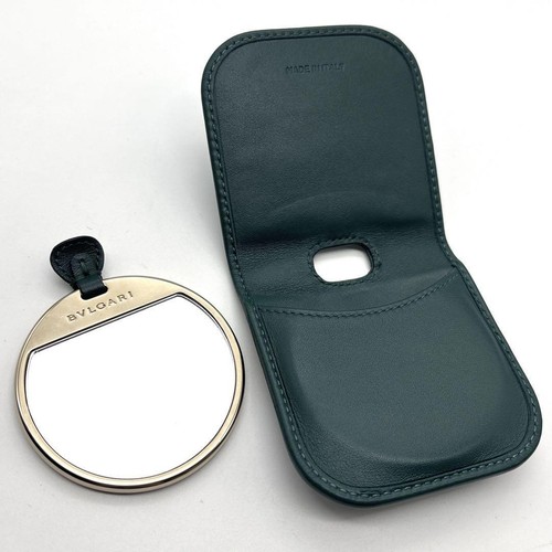 BVLGARI Dark Green Hand Mirror with Genuine Leather Storage Case | eBay