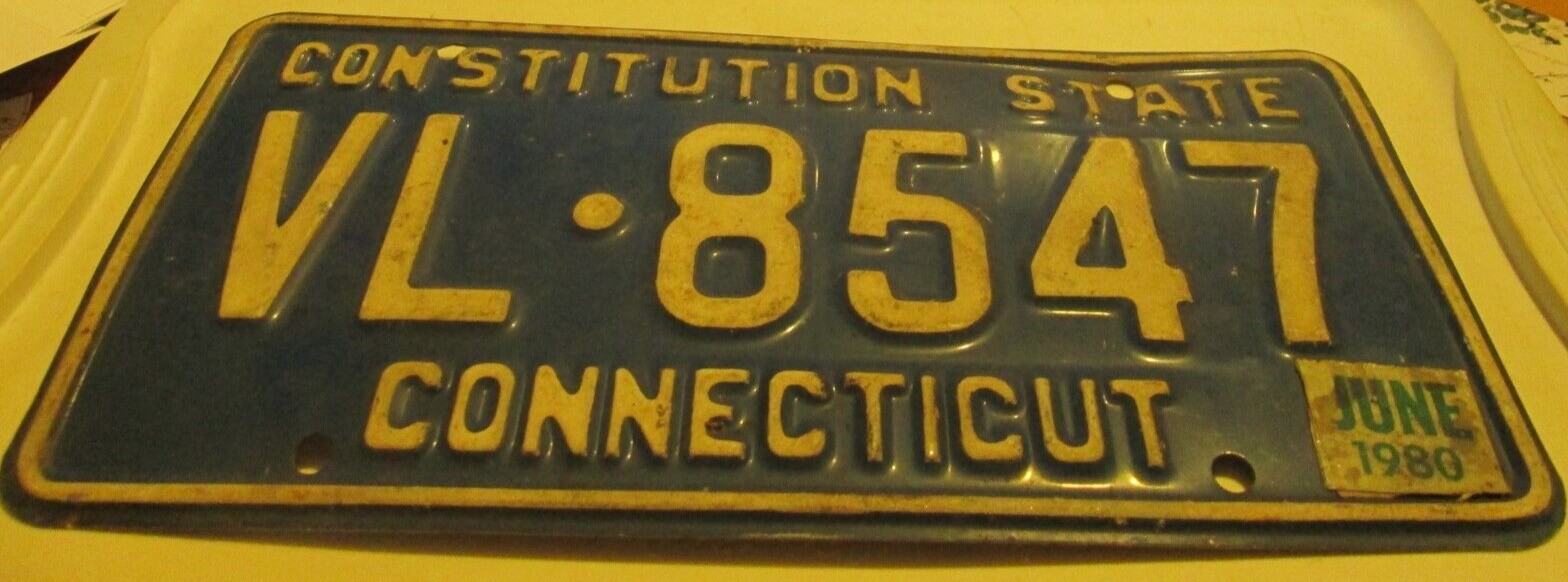 VINTAGE 1980 US CONNECTICUT LICENSE PLATE CONSTITUTION STATE STICKER ...