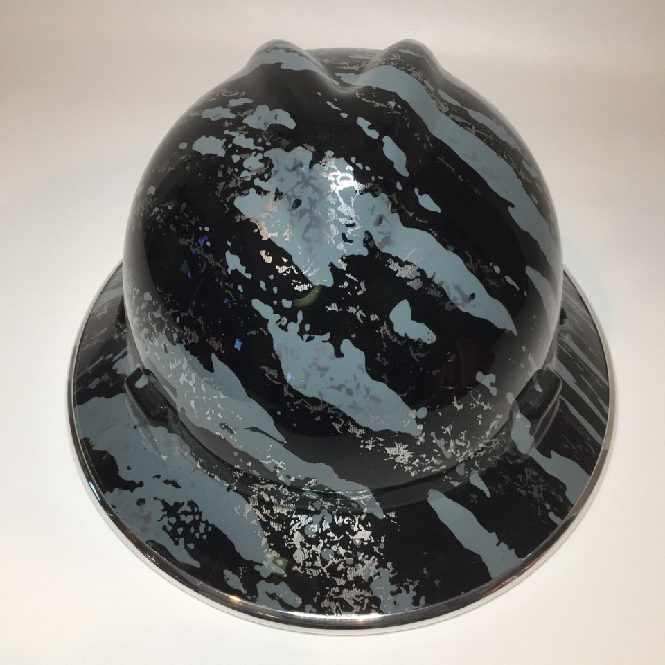 Hydro Dipped Hard Hat MSA Full Brim Grey Marble Splash w/Chrome ...