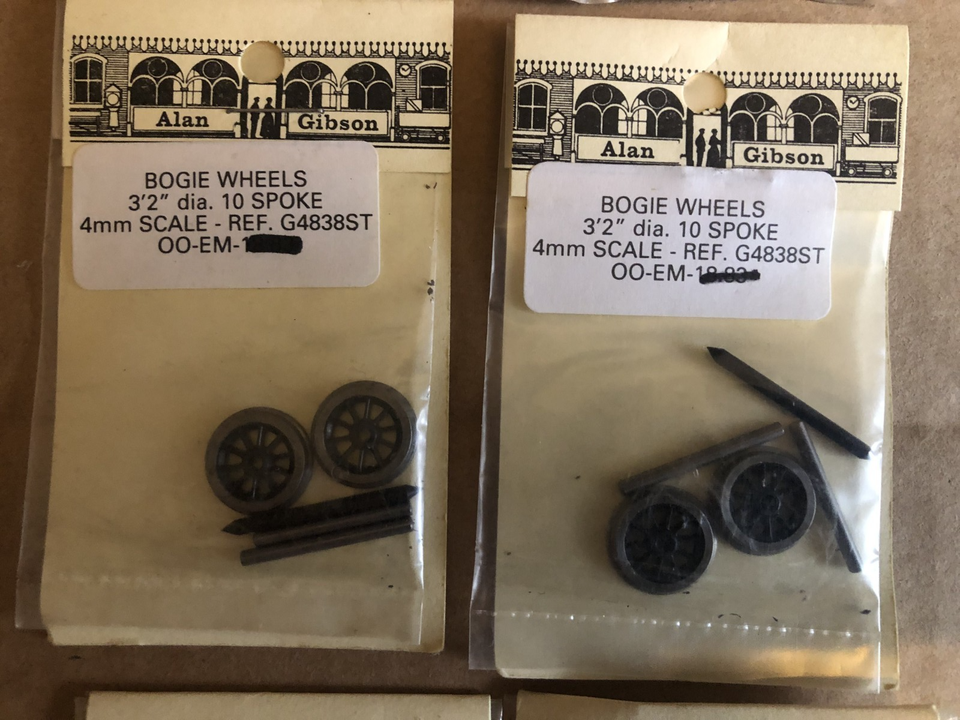 6 Packs of OO/EM Gauge Alan Gibson 10 Spoke Bogie Wheels For Spares ...