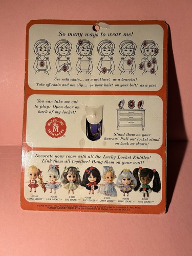 Vint. Mattel 1966 Liddle Kiddle Lou Lucky Locket Kiddle Doll Mint on ...