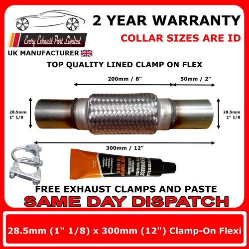 Exhaust Clamp-On Flexi Tube Joint Flexible Pipe Repair 28 x 300mm 1.13 ...