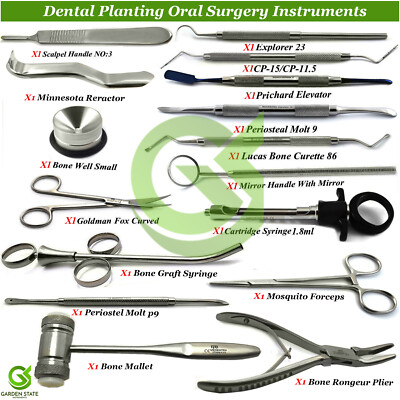 Basic Dental Implant Instruments 16Pcs Periodontal Surgical Bone ...