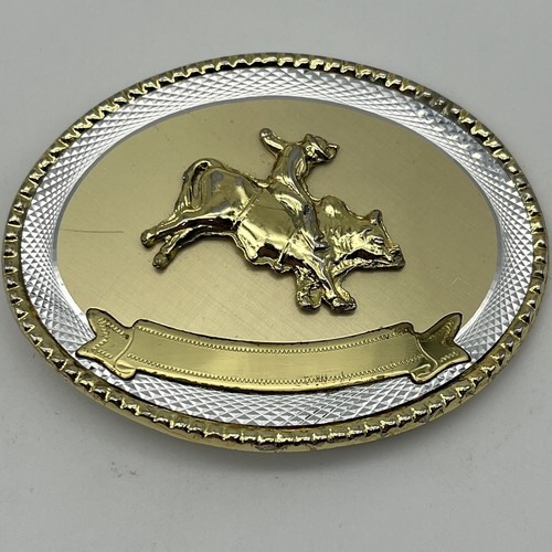 Vintage Gürtelschnalle oval Stier Reiter Seil Bordüre Rodeo Western ...