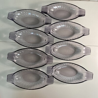 8 Amethyst Purple Glass Sundae Banana Split Boat Bowls Dish Libby ...