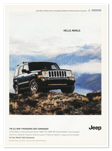 Jeep Commander Mid-Sized SUV Hello World 2006 Full-Page Print Magazine ...