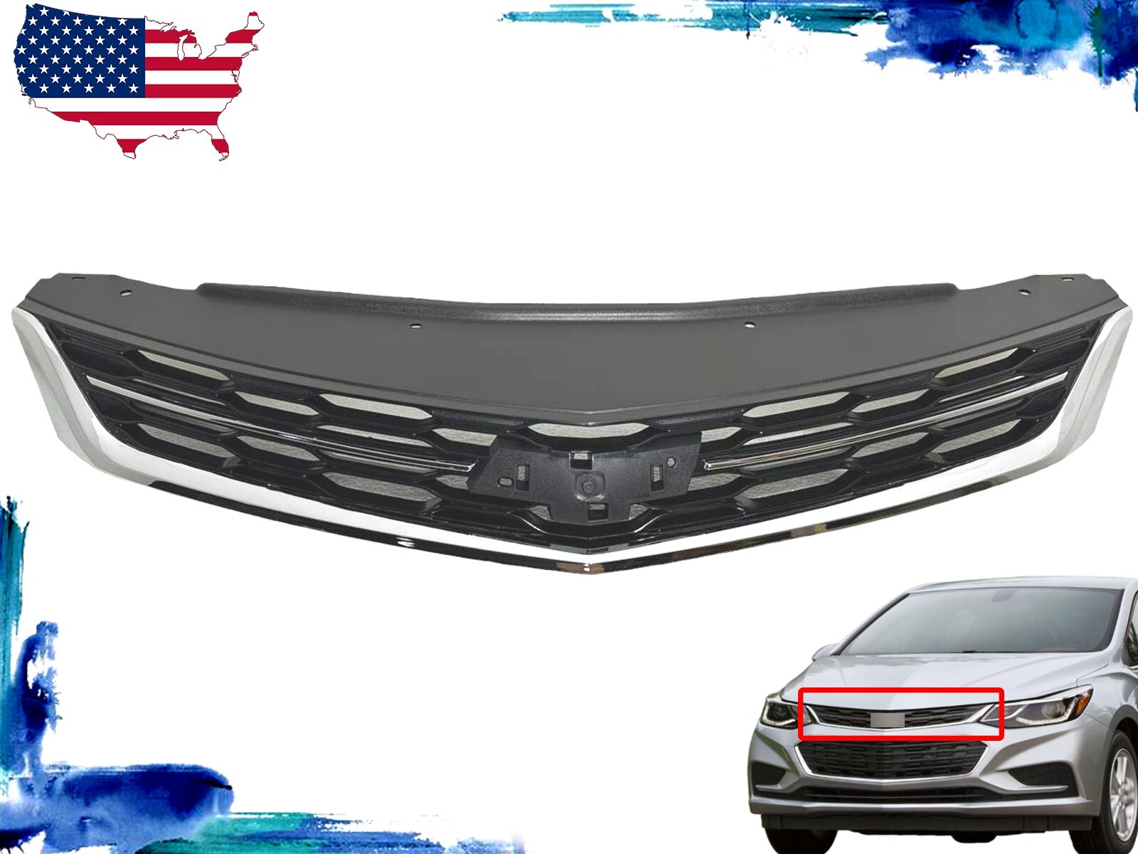 Fits 2016-2018 Chevrolet Cruze Grille Front Bumper Upper Grille ...
