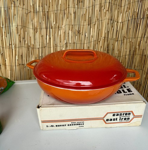 Vtg. Enameled Cast Iron 3-1/2 Qt. Buffet Casserole Dish With Lid ...