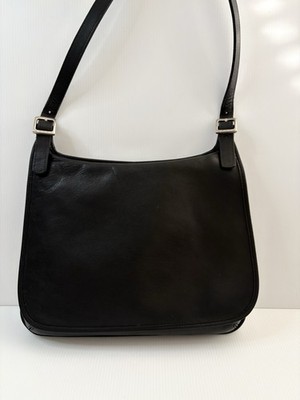 Vintage Coach Legacy 9134 Black Leather Slim Flap Saddle Bag Crossbody ...