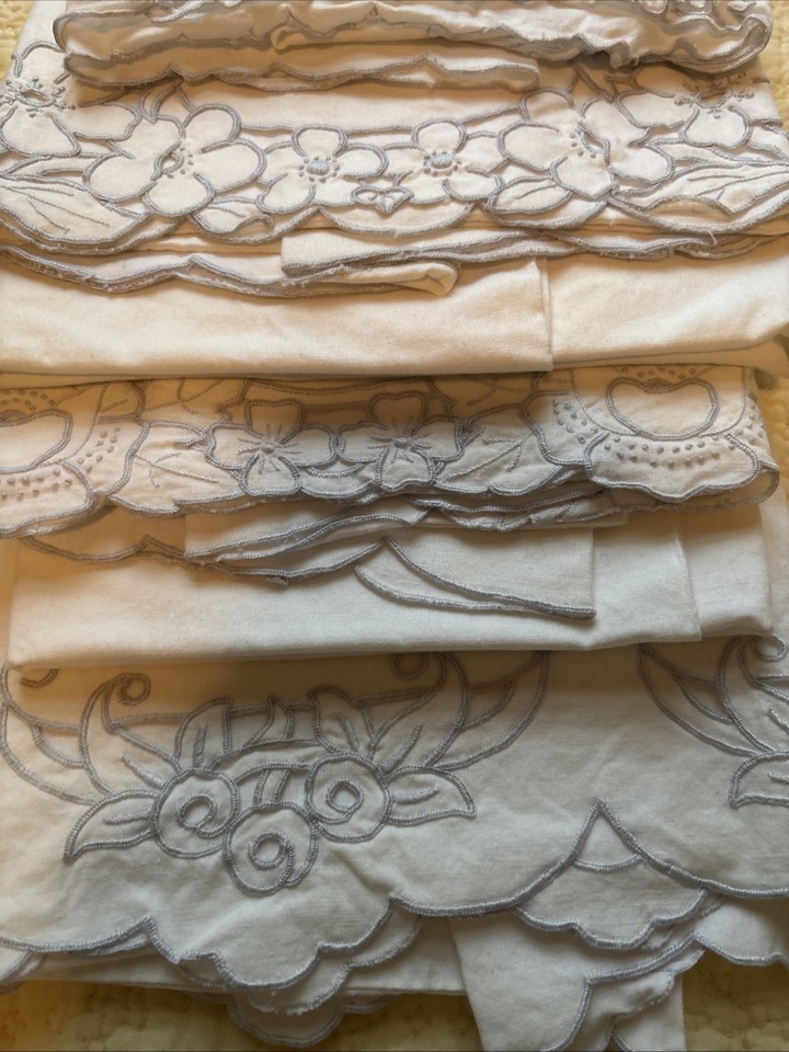 VTG Lot 5 Pillowcase Battenburg Lace 100% Cotton White W/blue Pillow ...