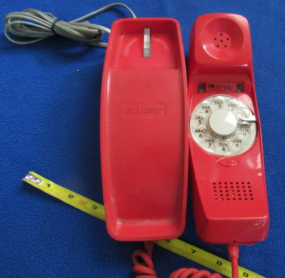 Vintage GTE Automatic Electric Rotary Red landline Telephone 1979 ...