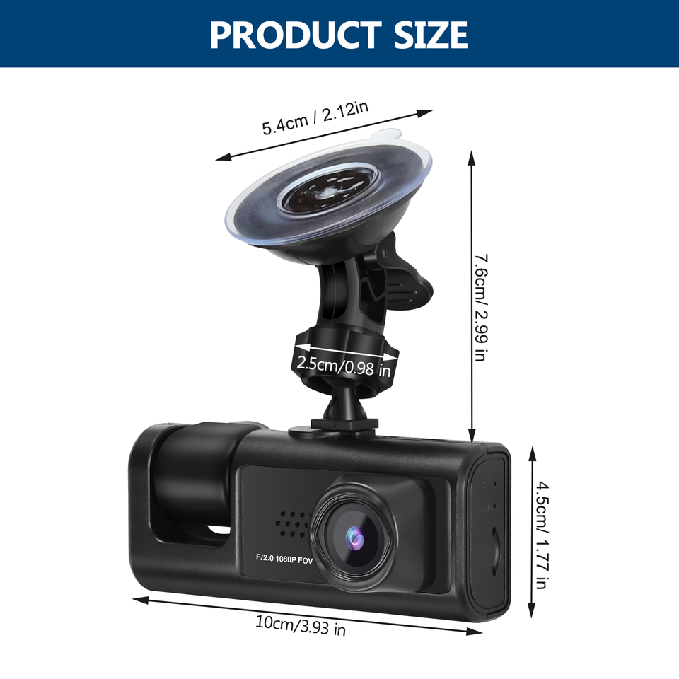 1080P Dual Lens Car DVR Front and Rear Camera Video Dash Cam Recorder ...