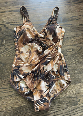 Miraclesuit Womens One Piece Swimsuit Size 10 Brown Floral Pattern ...