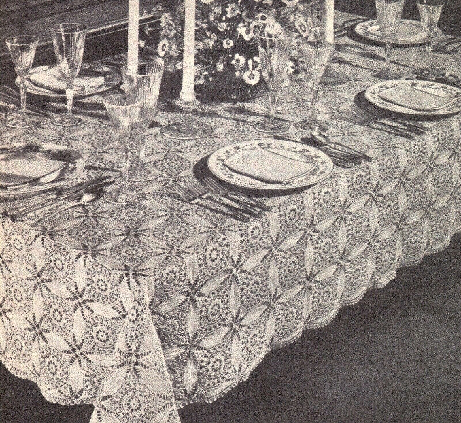 VINTAGE Cathedral Windows Tablecloth/Doily/CROCHET PATTERN INSTRUCTIONS ...