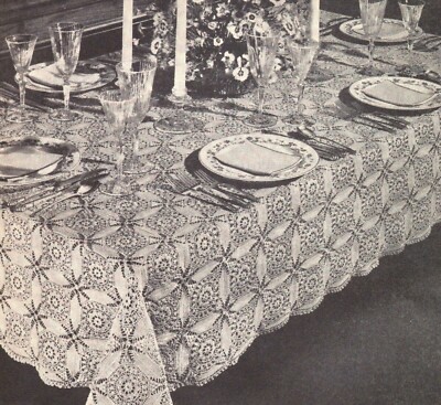 VINTAGE Cathedral Windows Tablecloth/Doily/CROCHET PATTERN INSTRUCTIONS ...