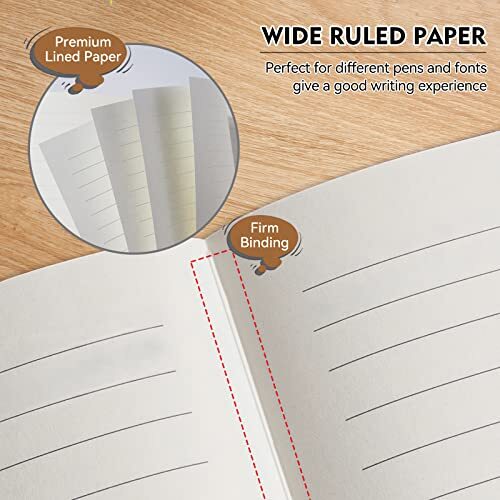 Lined Journal Notebook, 200 Pages, Leather Hardcover Notebooks A5 ...