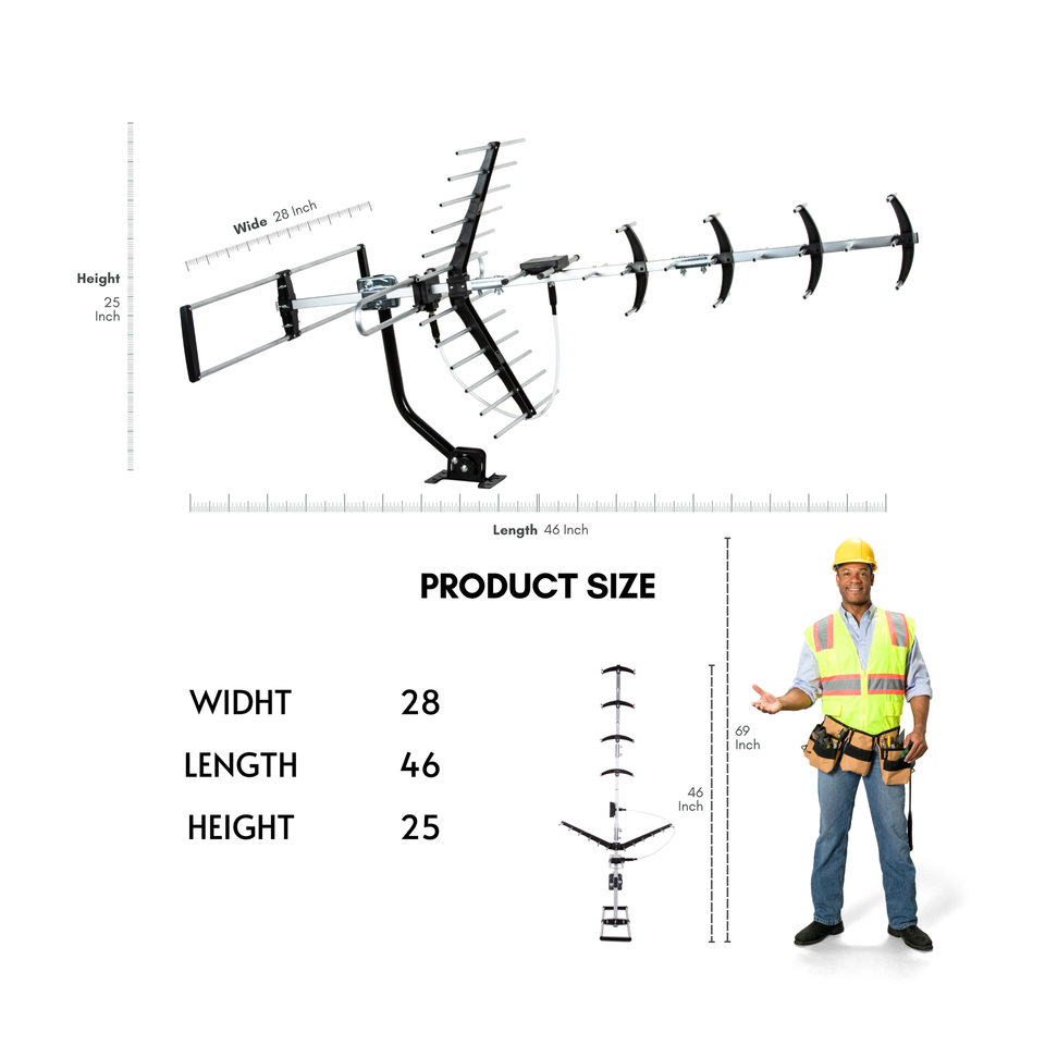 2025 DIRECTIONAL VHF UHF OUTDOOR DIGITAL HD TV ANTENNA OVER THE AIR OTA ...