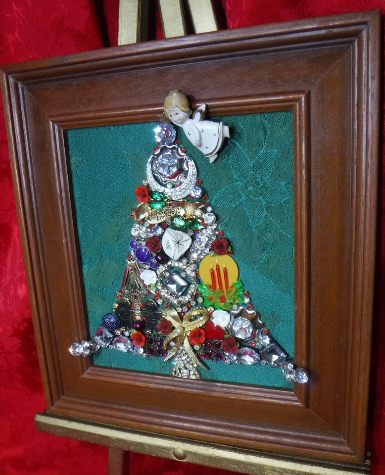 Vintage Jewelry Art Christmas Tree, Estate Frame, signed | eBay