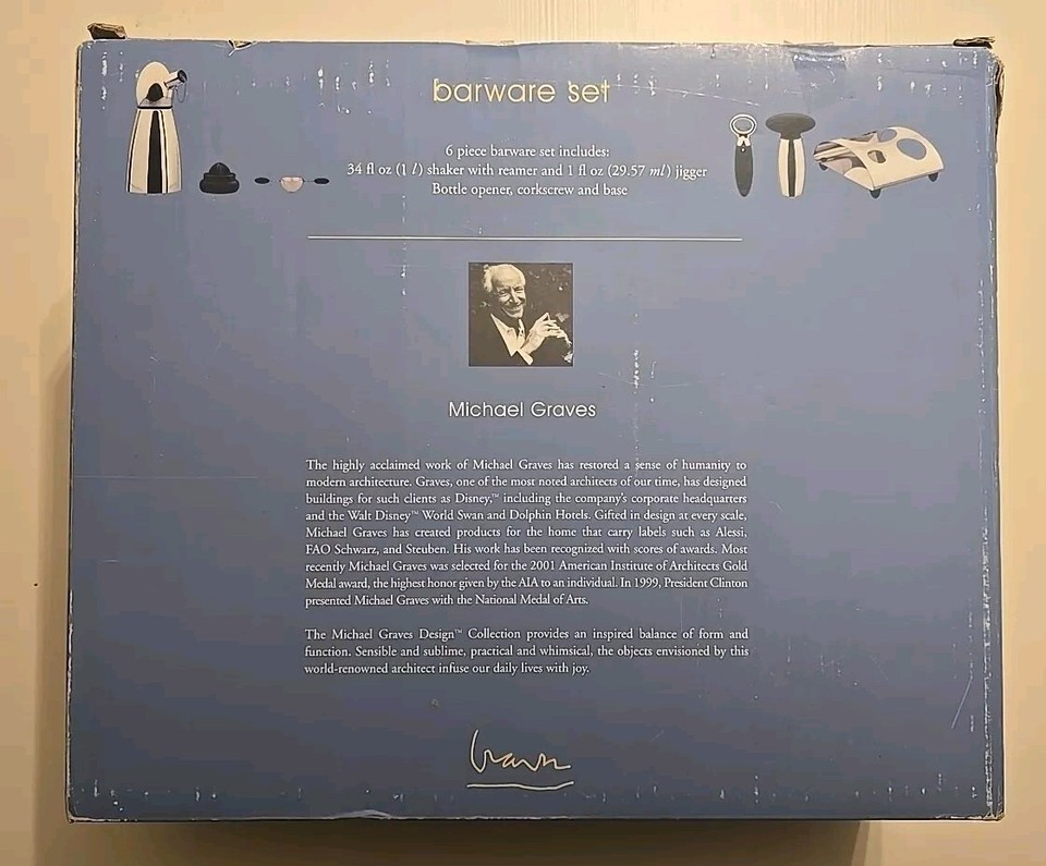 NEW! Michael Graves Designed 6 piece Chrome Bar BarWare Set Target 1999 ...