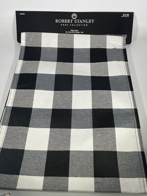 Robert Stanley Home Collection Black & White Buffalo Plaid Table Runner ...