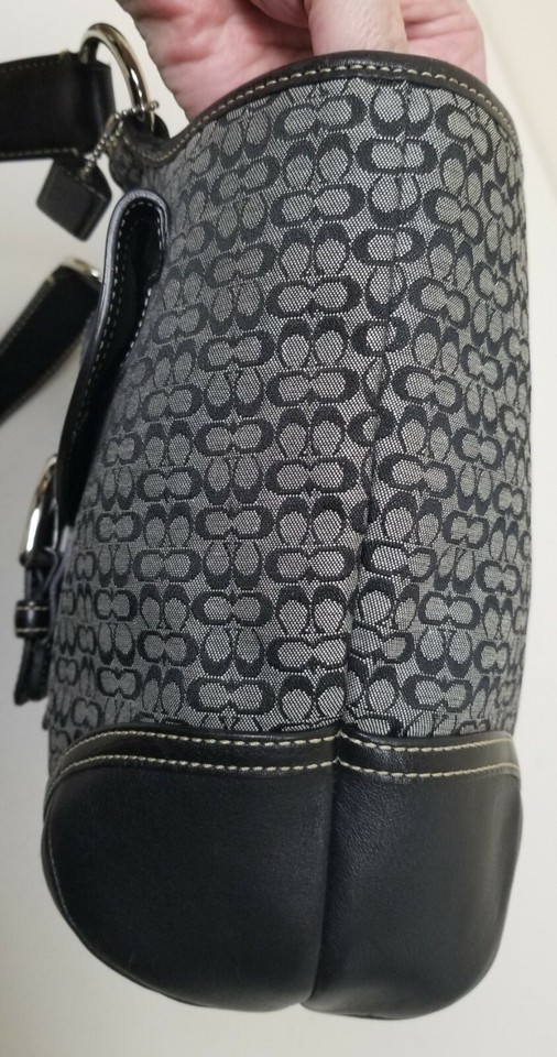 Vtg COACH #7081 Soho Signature Mini C's Black Leather Gray/Black ...